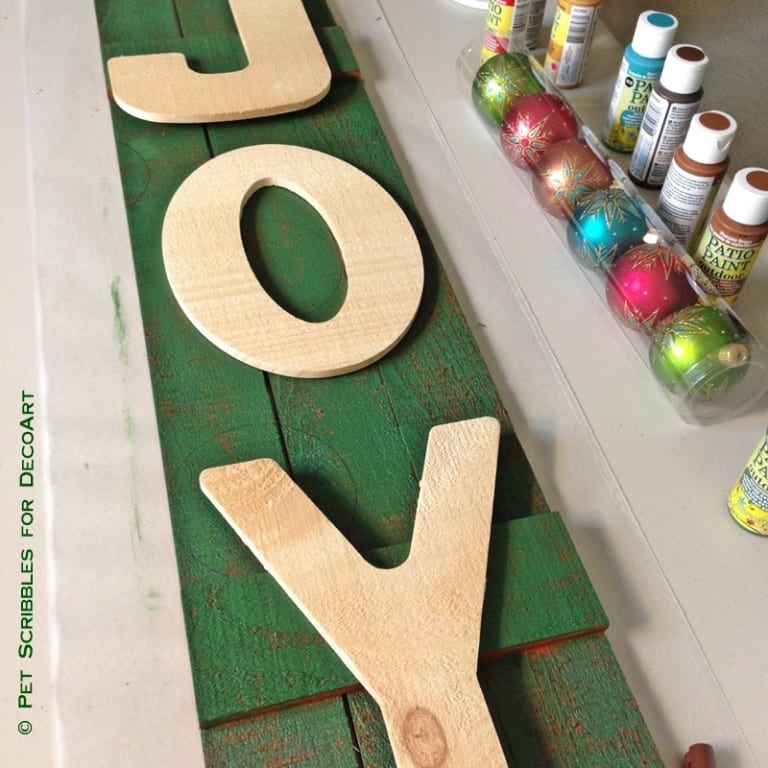 Wooden Outdoor JOY Sign with outdoor paint - Garden Sanity by Pet Scribbles