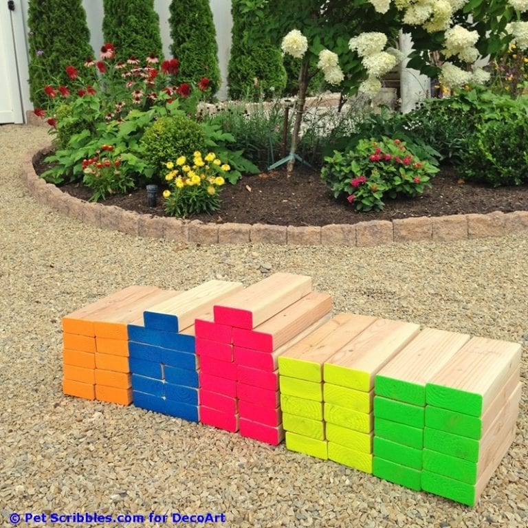 How to make a colorful outdoor giant Jenga game! - Garden Sanity by Pet ...