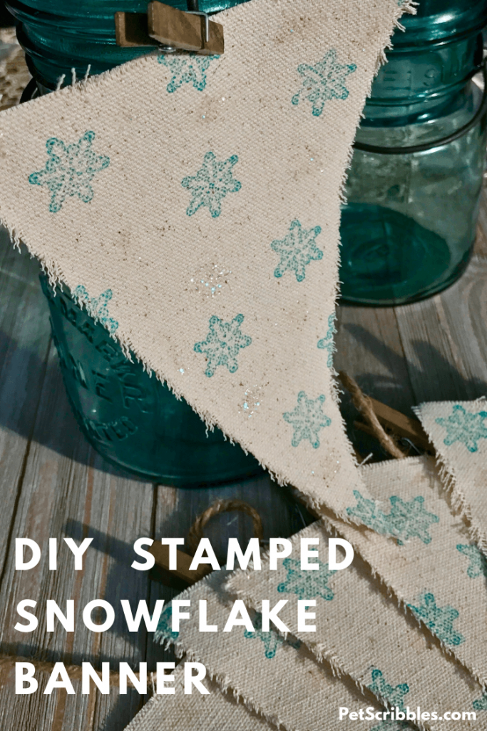 DIY Sparkling Stamped Snowflake Banner - Garden Sanity by Pet Scribbles